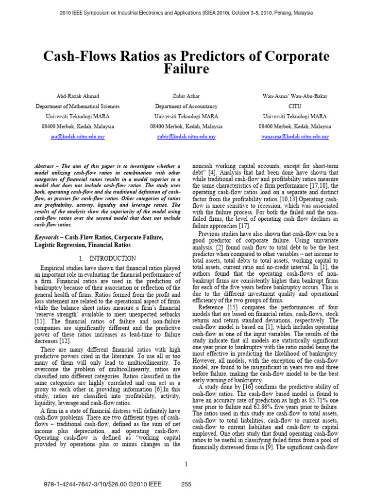 Cash-Flow Ratios and Corporate Failure | PDF | Multicollinearity ...