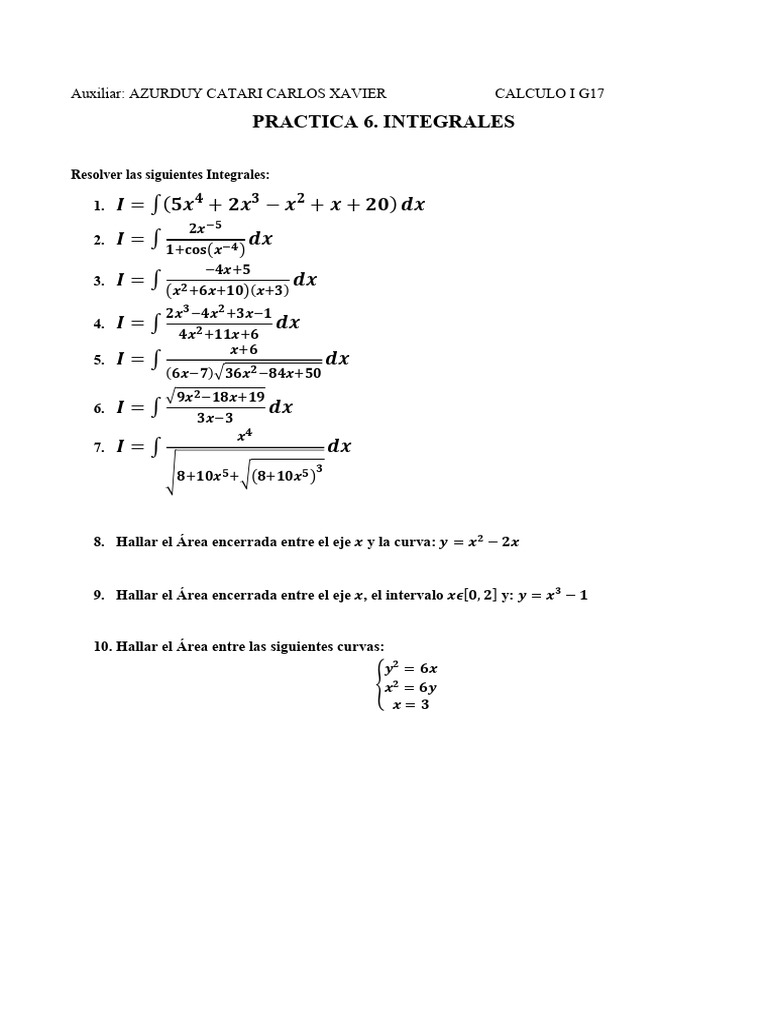 Ejercicios de Integrales y Áreas | PDF