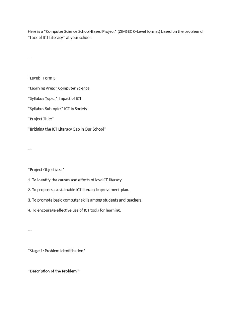 Bridging the ICT Literacy Gap Project | PDF | Educational Technology ...