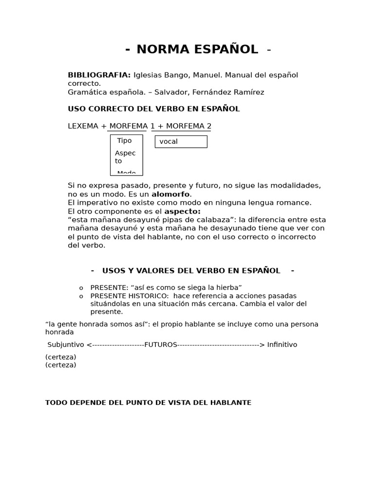 Norma Del Español y Verbos | PDF | Verbo | Lengua española
