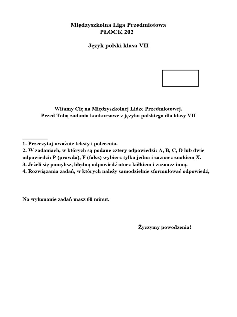 Jezyk Polski Kl. 7. 2025 R | PDF