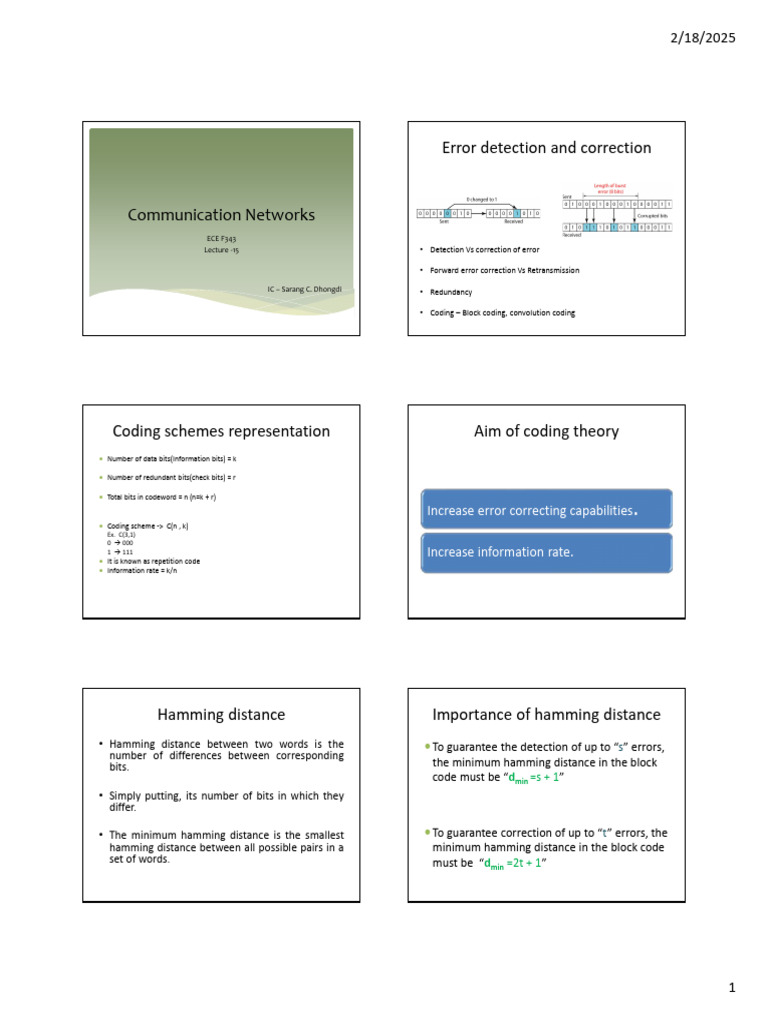 CN Lecture 15 | PDF | Data Transmission | Error