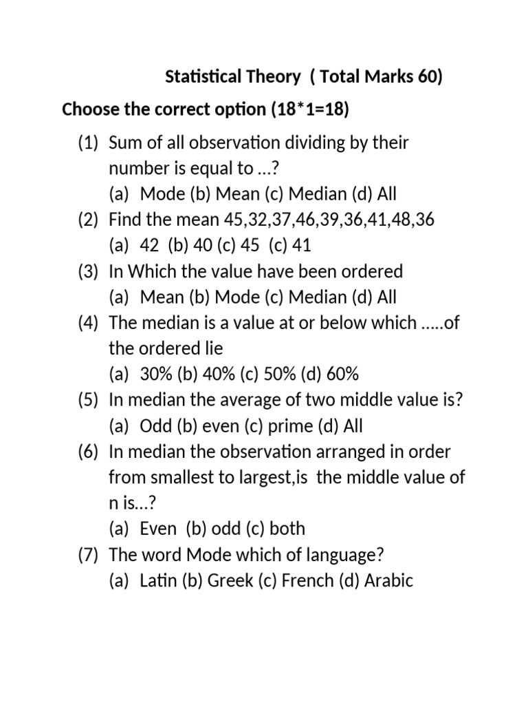 Chap3 Stat | PDF | Median | Mean