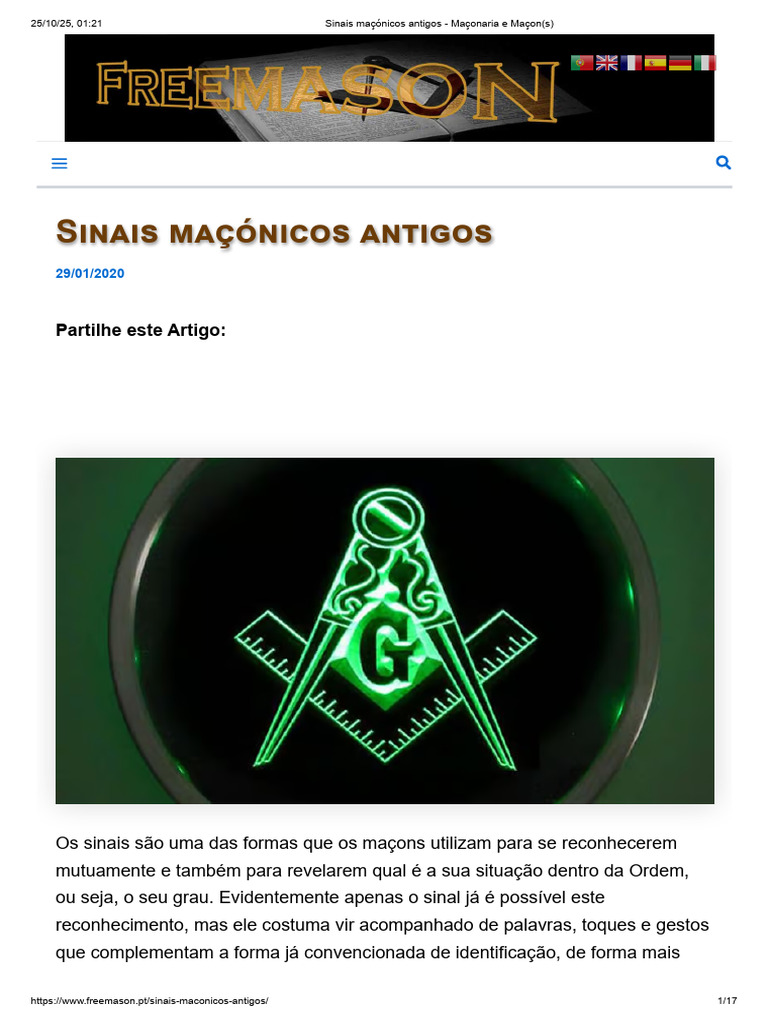 Sinais Maçónicos Antigos - Maçonaria e Maçon(s) | PDF | Maçonaria ...