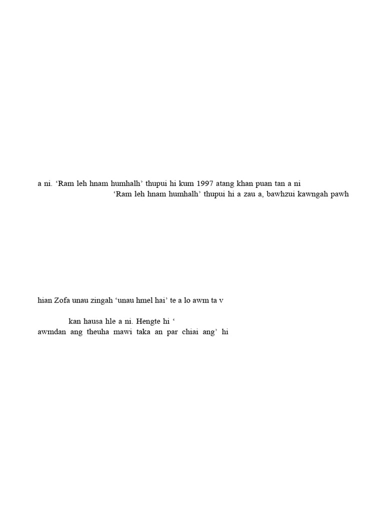 Ram Leh Hnam Humhalh (YMA Inkhawmpui Lian Thupui Sawi) | PDF | South Asia