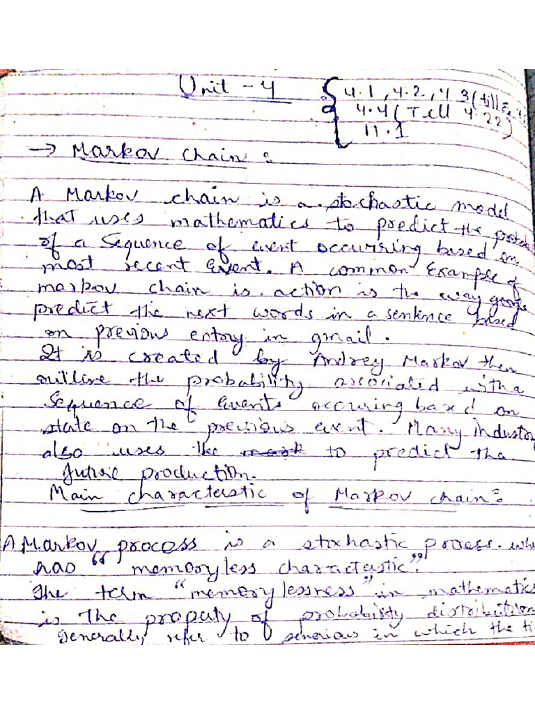 4_UNIT-4 Probability for Computing MARKOV CHAIN | PDF