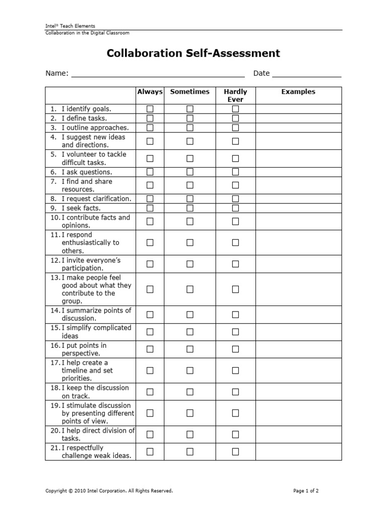 Digital Classroom Collaboration Assessment | PDF
