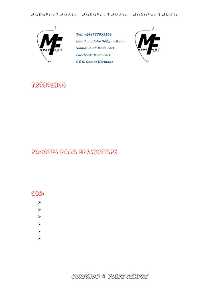 Modo Fort Serviços | PDF