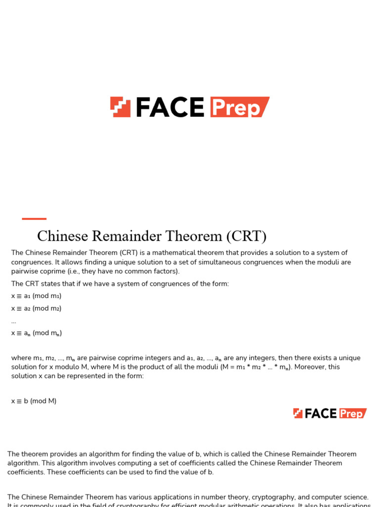 L11-Chinese Remainder Theorem (CRT) | PDF | Mathematics | Number Theory