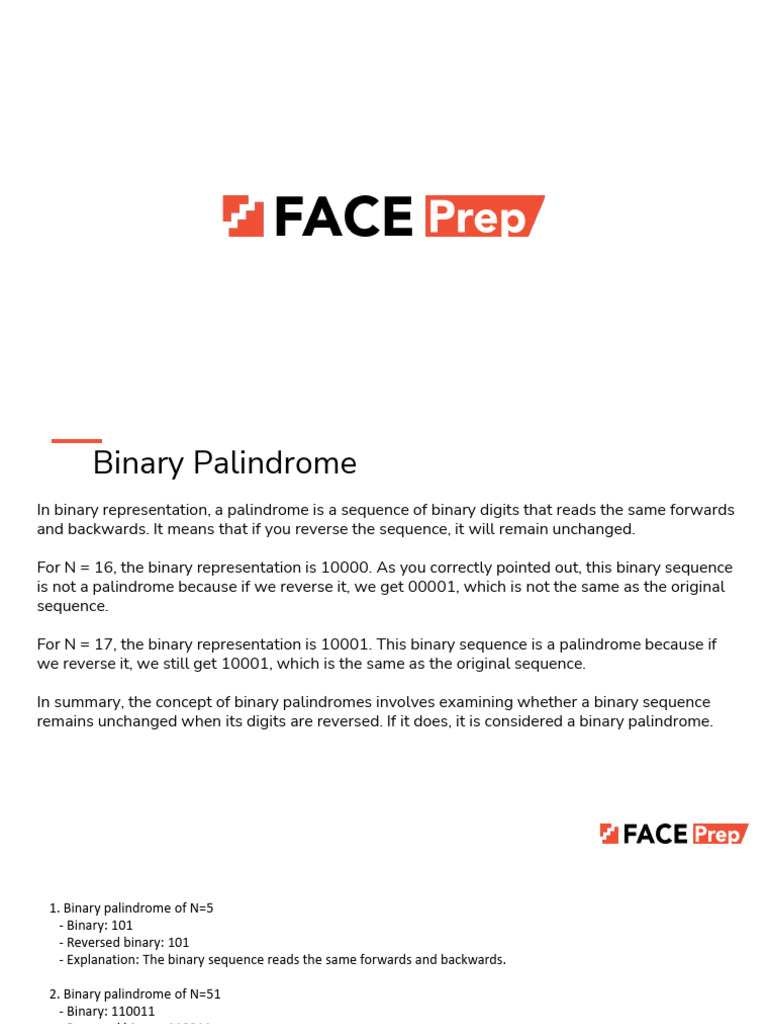 L12-BinaryPalindrome | PDF | Integer (Computer Science) | Mathematical ...