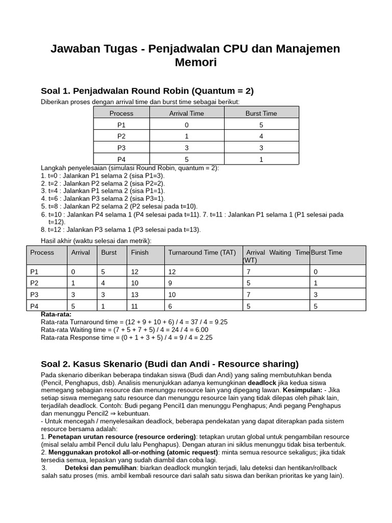 Jawaban Tugas Cpu Memori | PDF
