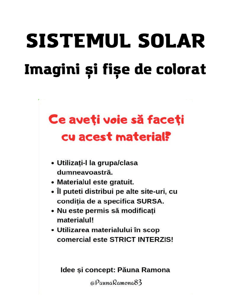 Sistemul Solar - Imagini Și Fișe de Colorat | PDF