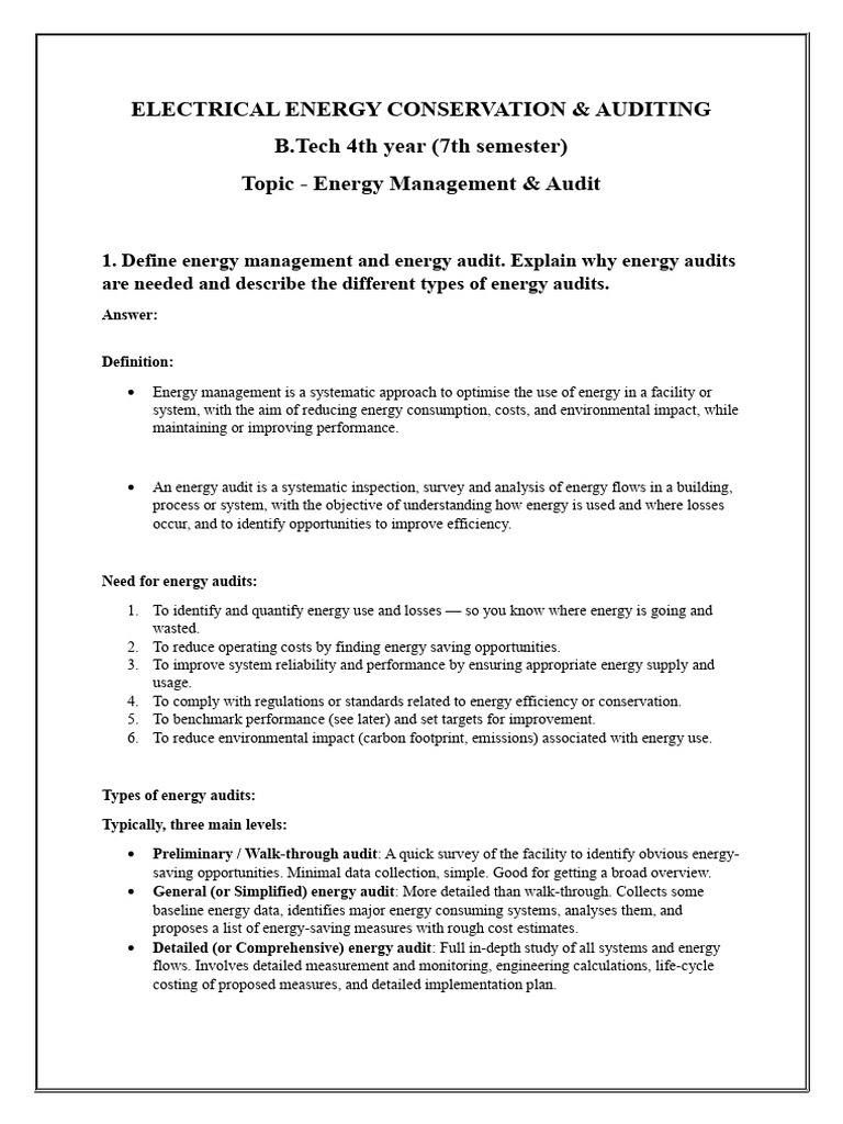 Energy Management and Audit Overview | PDF | Efficient Energy Use ...