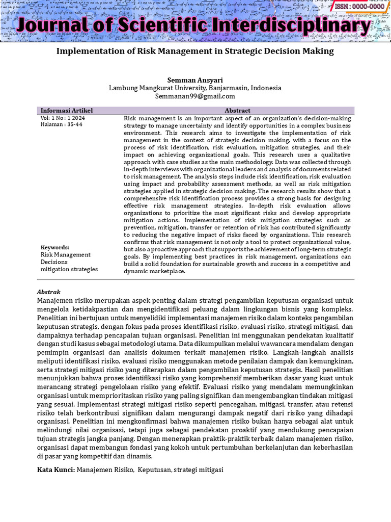 Risk Management in Strategic Decisions | PDF | Risk | Risk Management