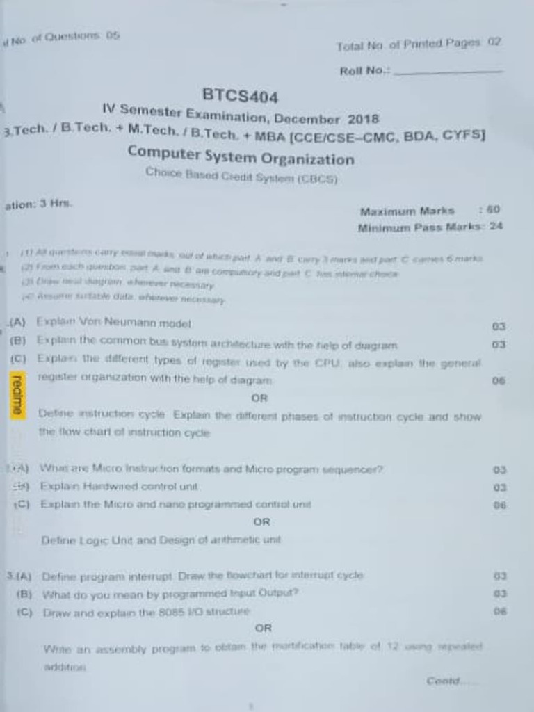 CSO PYQ-1 | PDF | Central Processing Unit | Integrated Circuit