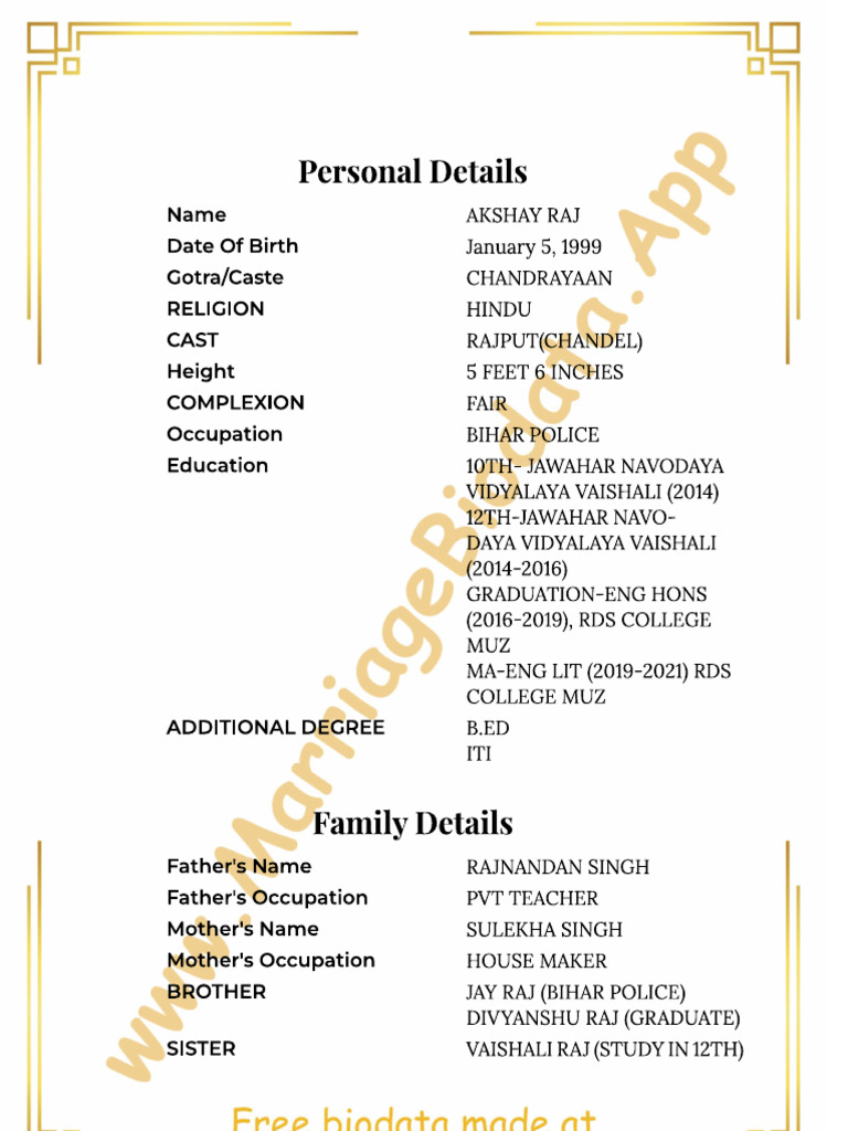 Akshay Raj Biodata | PDF