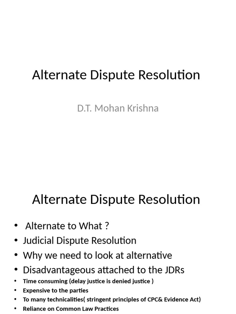 ADRs-Part I | PDF | Alternative Dispute Resolution | Arbitration