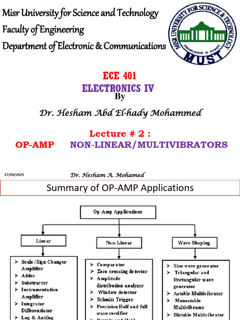 ECE 401 - Lect - 2 OP-AMP Apps. Function Generator & Multivibrators | PDF | Operational ...