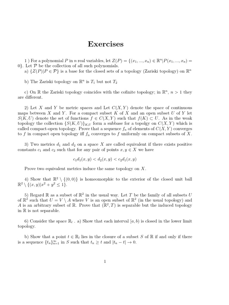 Exercises Topology 1403-2-1 | PDF