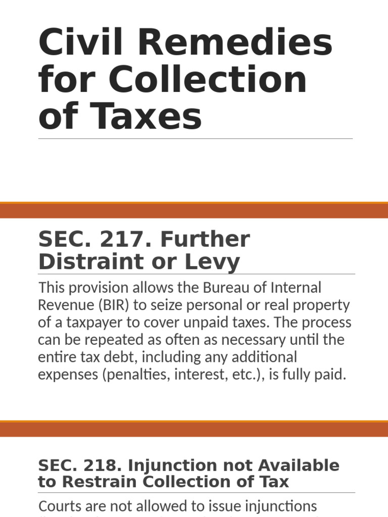 Civil Remedies For Collection of Taxes Part 2 Final | PDF | Tax Lien ...