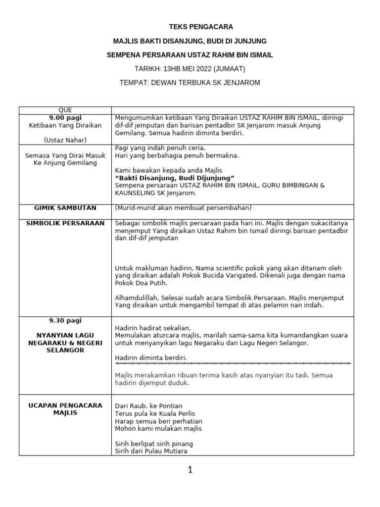 Majlis Persaraan Ustaz Rahim Ismail | PDF