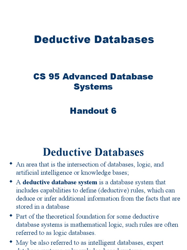 CS95 Deductive Databases | Download Free PDF | Relational Model | Databases