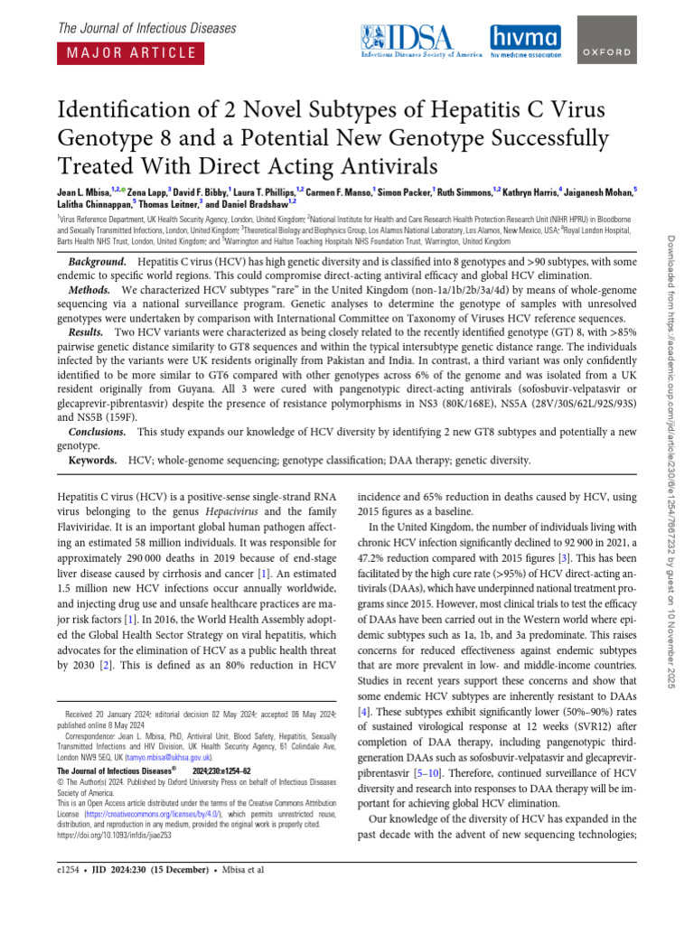 Genotypes 8 HCV Jounal | PDF | Hepatitis C | Hepatitis C Virus