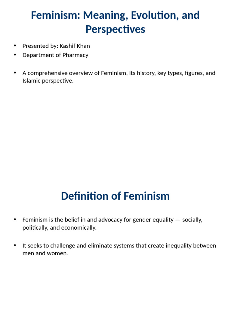 Feminism Presentation 12 Slides Kashif | PDF | Gender Studies | Feminism