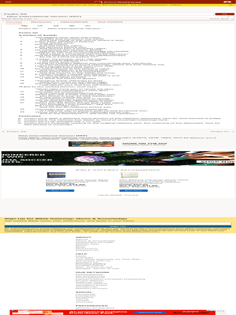 Psalm 50 NIV - A psalm of Asaph. The Mighty One, God, - Bible Gateway ...