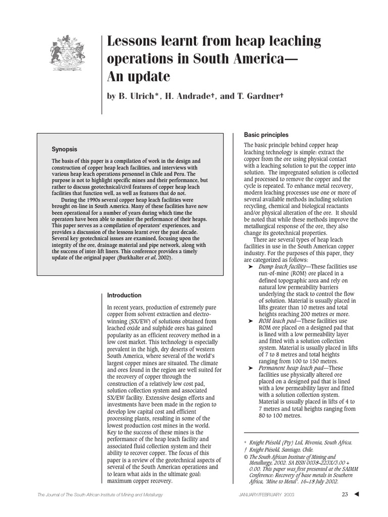 2003-Ulrich - Lessons Learnt From Heap Leaching Operations in South ...
