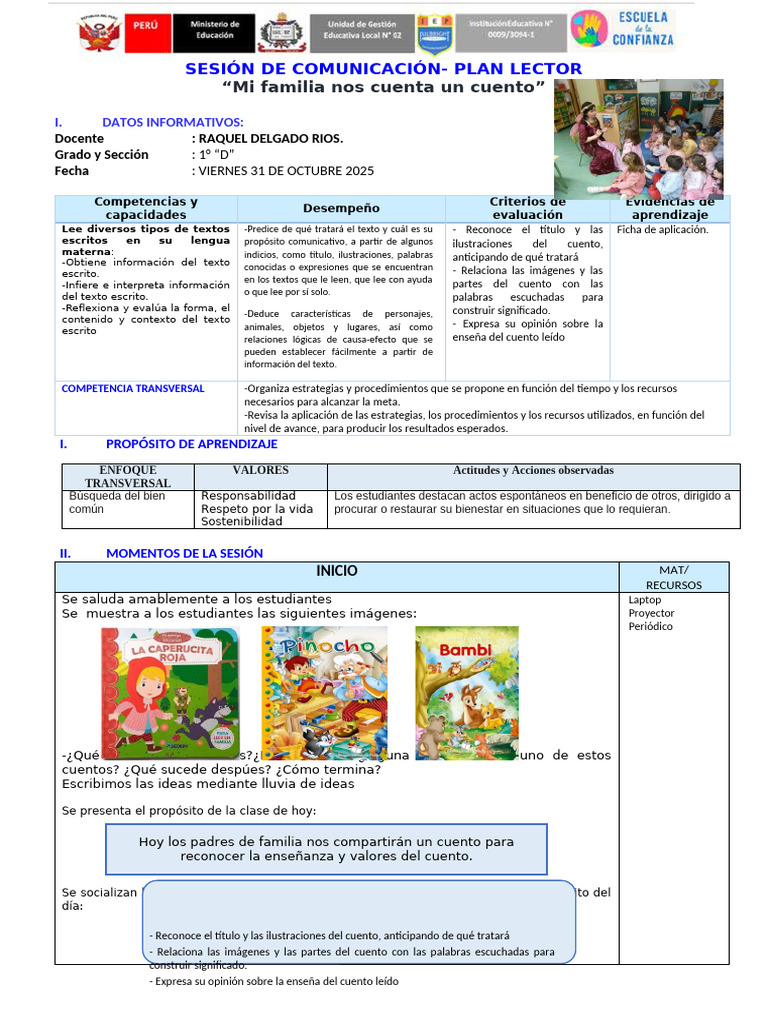 Plan Lector: Cuentos en Familia | PDF | Aprendizaje | Evaluación