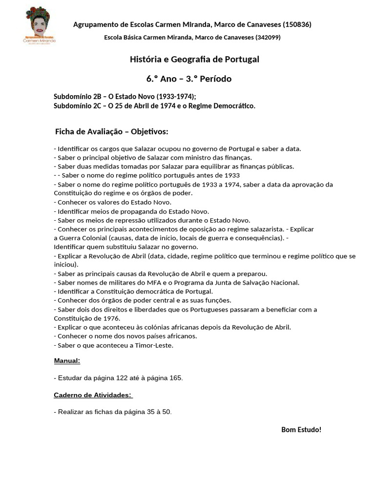 Obj- HGP- 3.º P | PDF