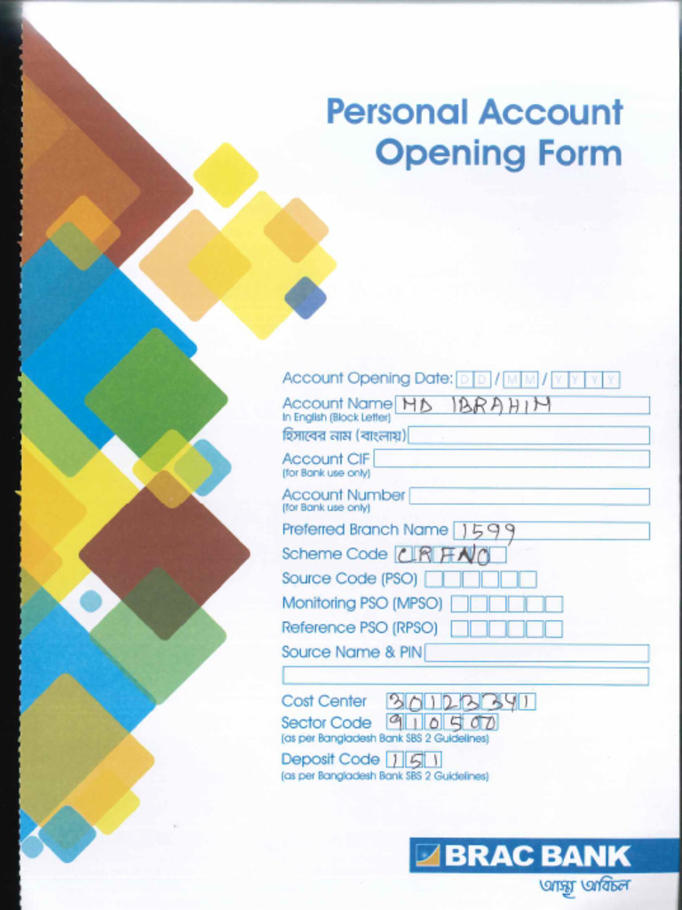Brac Bank Sample Forms | PDF