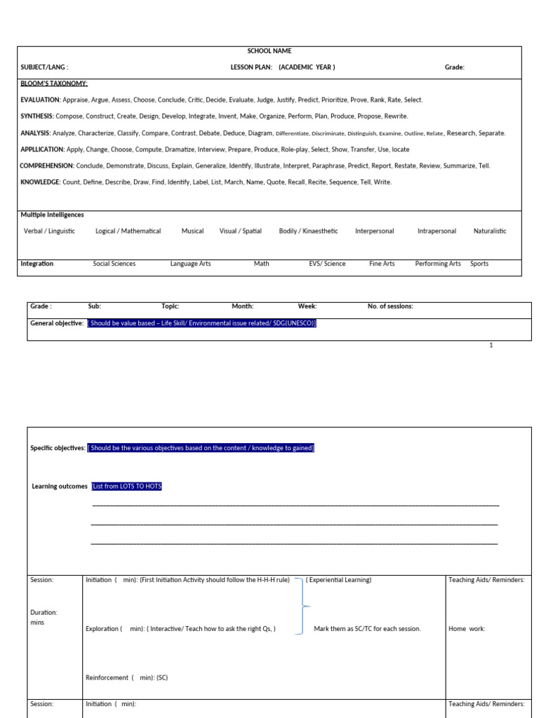 Comprehensive Lesson Plan Template | PDF | Science | Cognitive Science