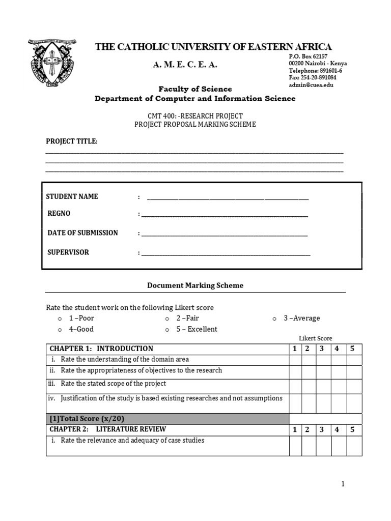 Research Project Proposal Marking Scheme | PDF
