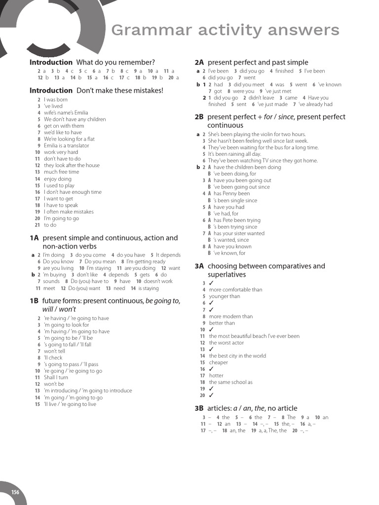 Grammar Activity Answers Overview | PDF | Grammar | Linguistics