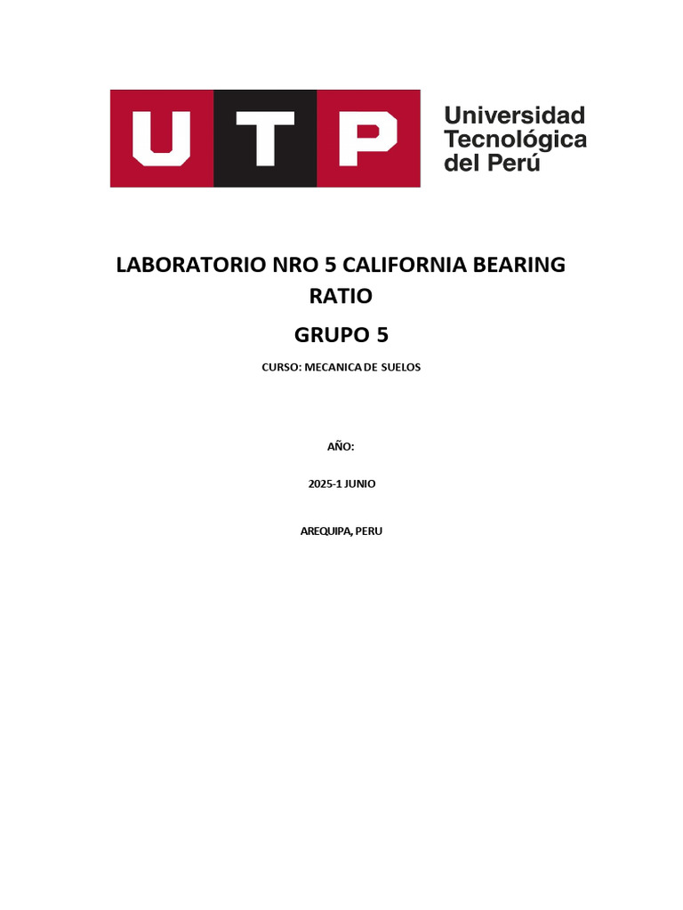 Laboratorio Nro 5 California Bearing Ratio (CBR) | PDF | Densidad | Acero
