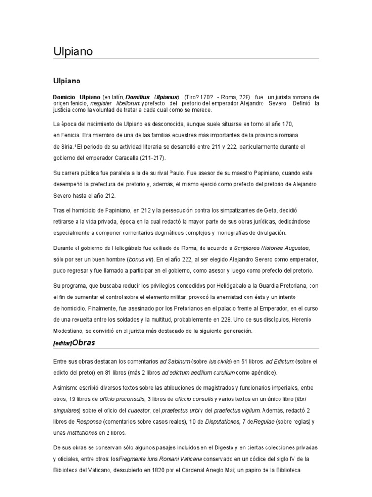Biografía de Ulpiano, jurista romano | PDF | Jurisprudencia | imperio ...