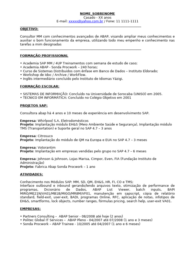Modelo - CV MM | PDF