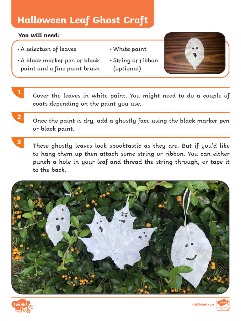 Halloween Leaf Ghost Craft | PDF