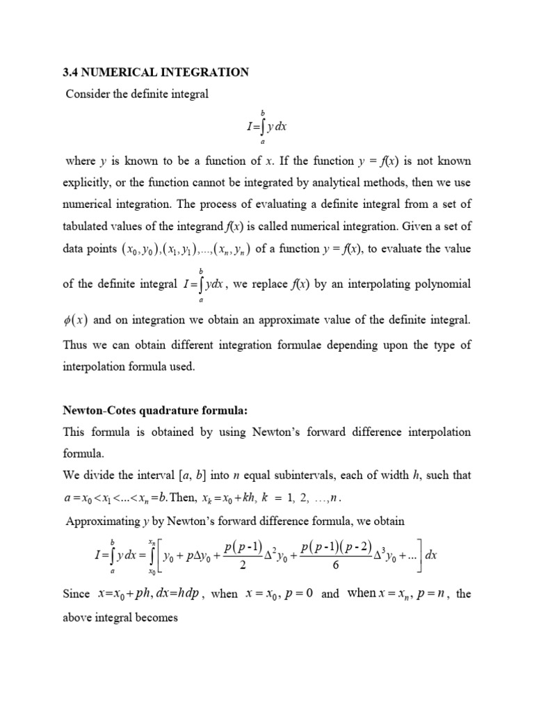 Numerical Integration Techniques Explained | PDF | Integral ...
