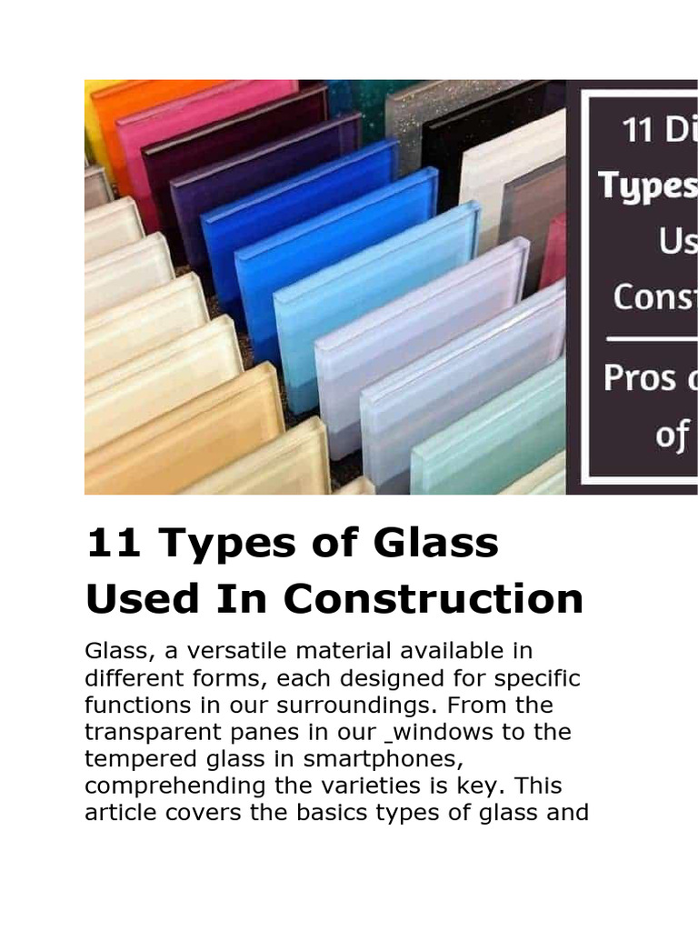 11 Types of Construction Glass Explained | PDF | Glasses | Window
