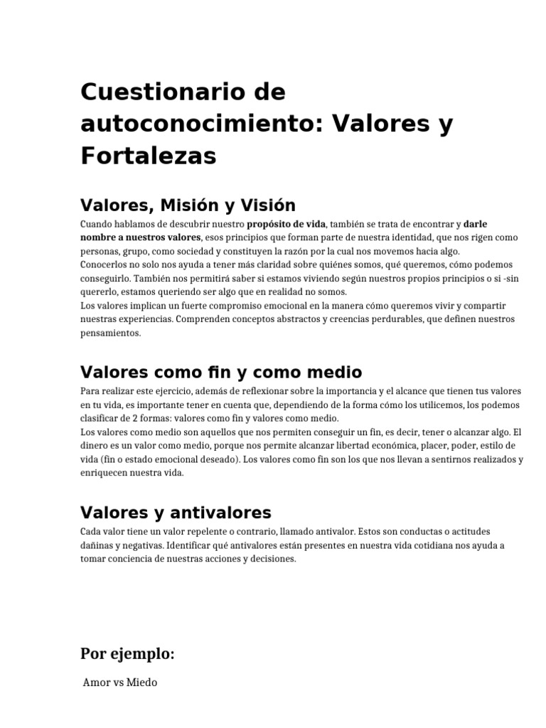 Ejercicio de Valoresy Fortalezas - Laia Dulcet | PDF