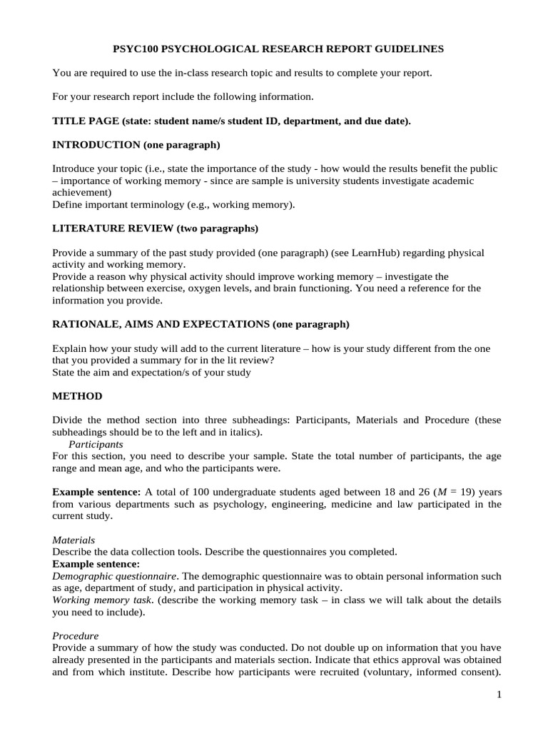 Psychological Research Report Guidelines | PDF | Student's T Test ...