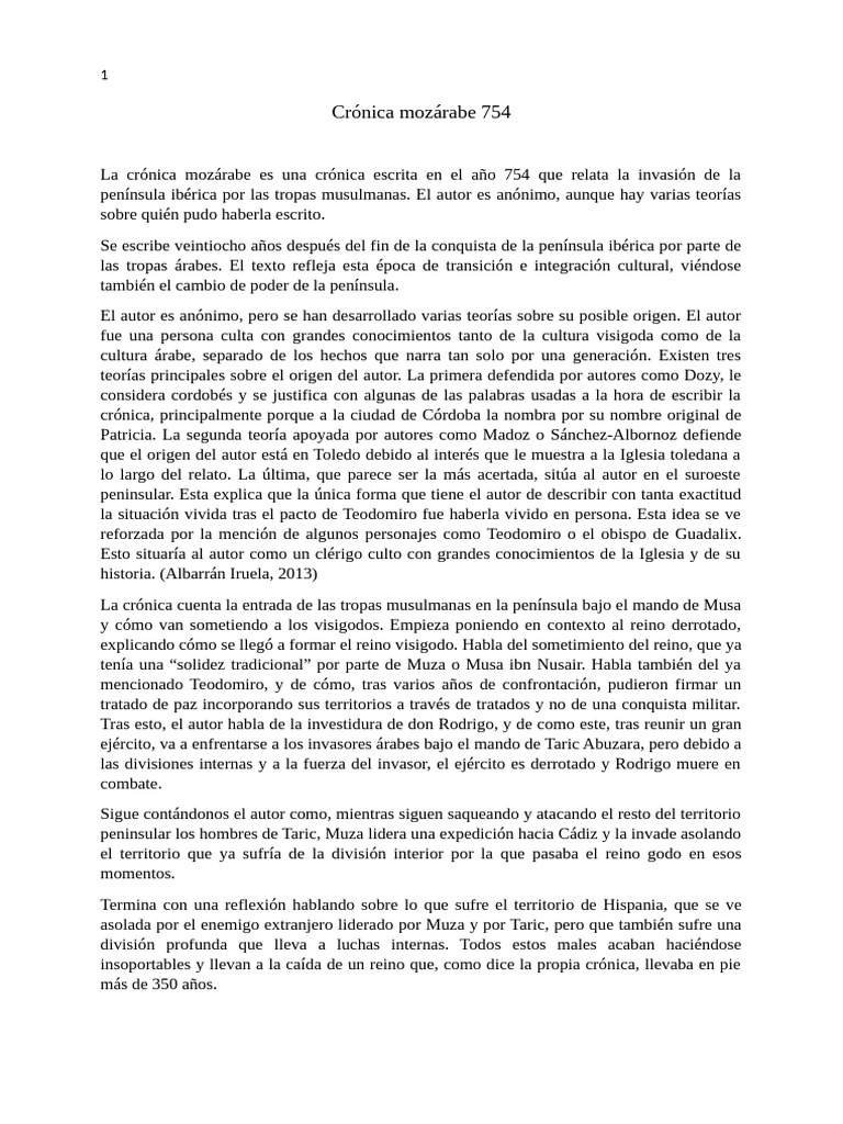 Crónica mozárabe de 754: Invasión musulmana | PDF