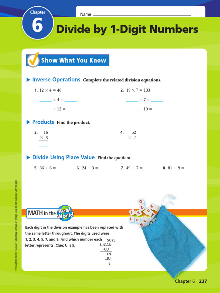 6.SE C06 Divide by 1 Digit Numbers | PDF | Division (Mathematics ...