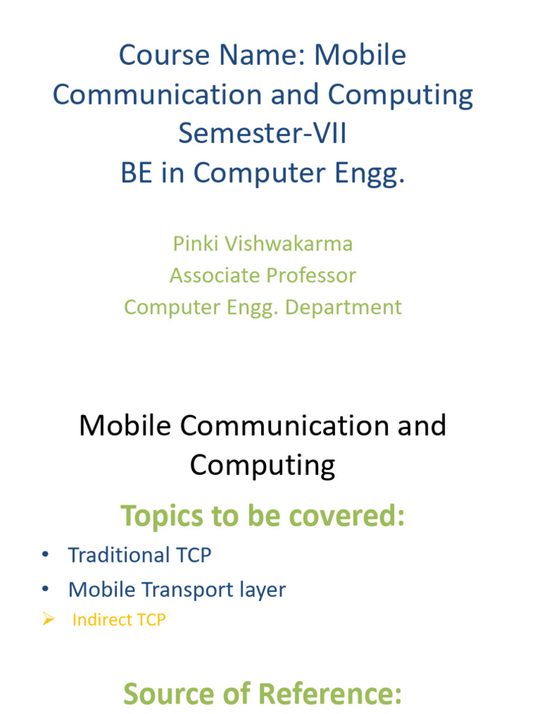 Mobile Transport Layer -ITCP | PDF
