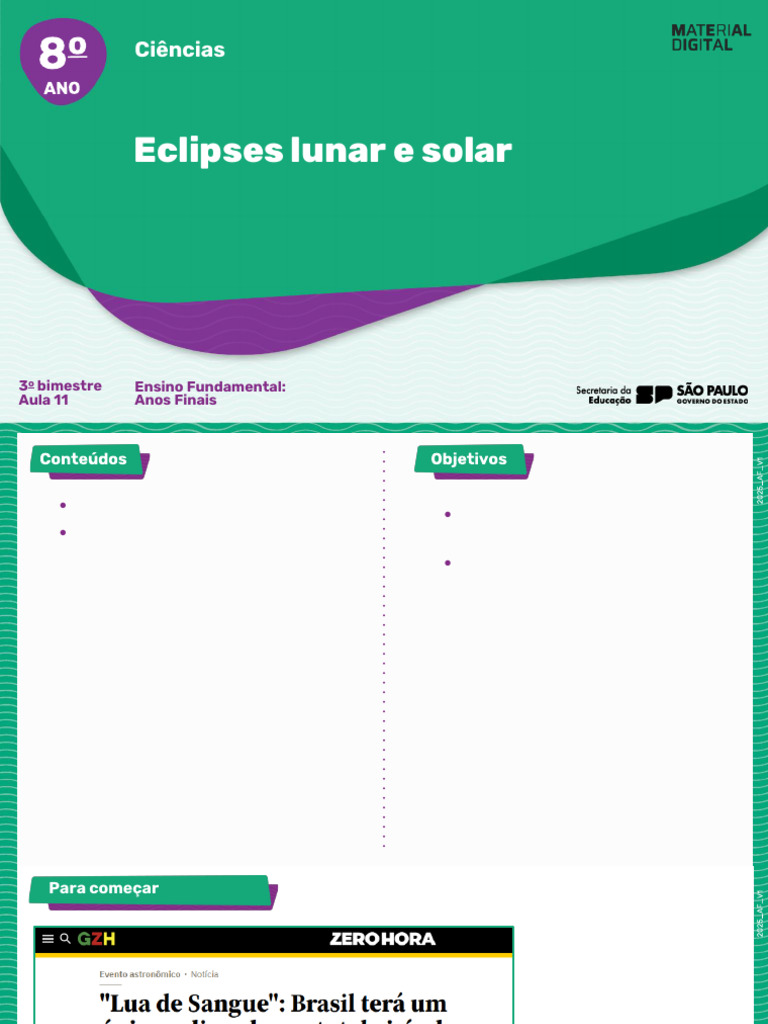 Aula 11 - Eclipses Lunar e Solar | PDF | Eclipse | Lua