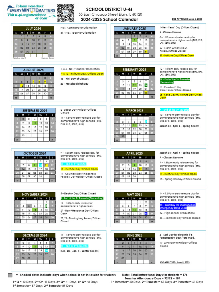 2024-2025 School Calendar Approved Updated 2024.08 With Qrcode | PDF ...