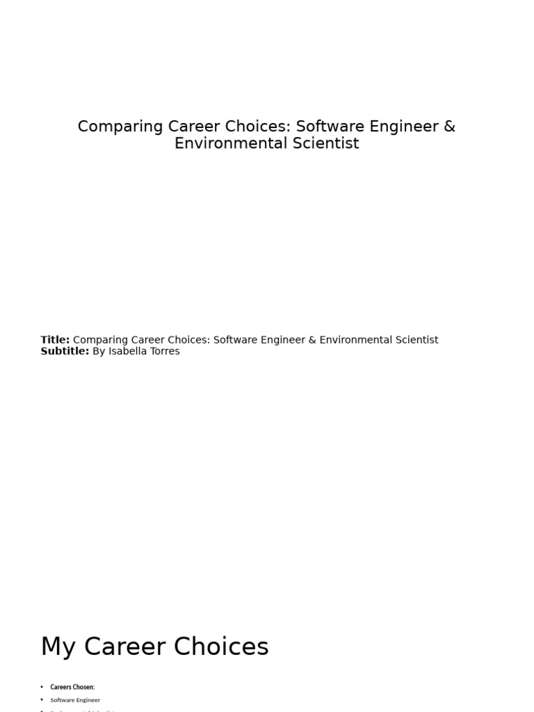 Career Comparison: Software Engineer vs. Environmental Scientist | PDF ...